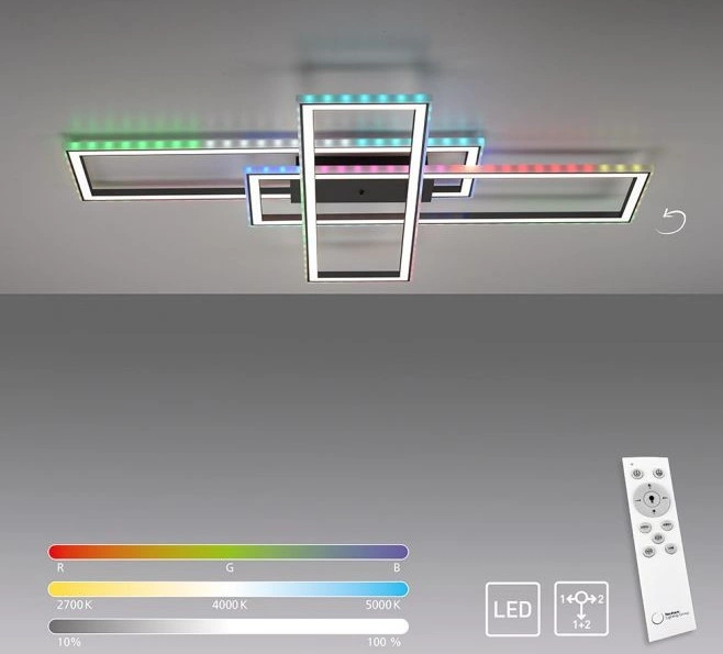 Lampa sufitowa czarna TIBER LED kolory RGB Leuchten Direkt SellTec ...